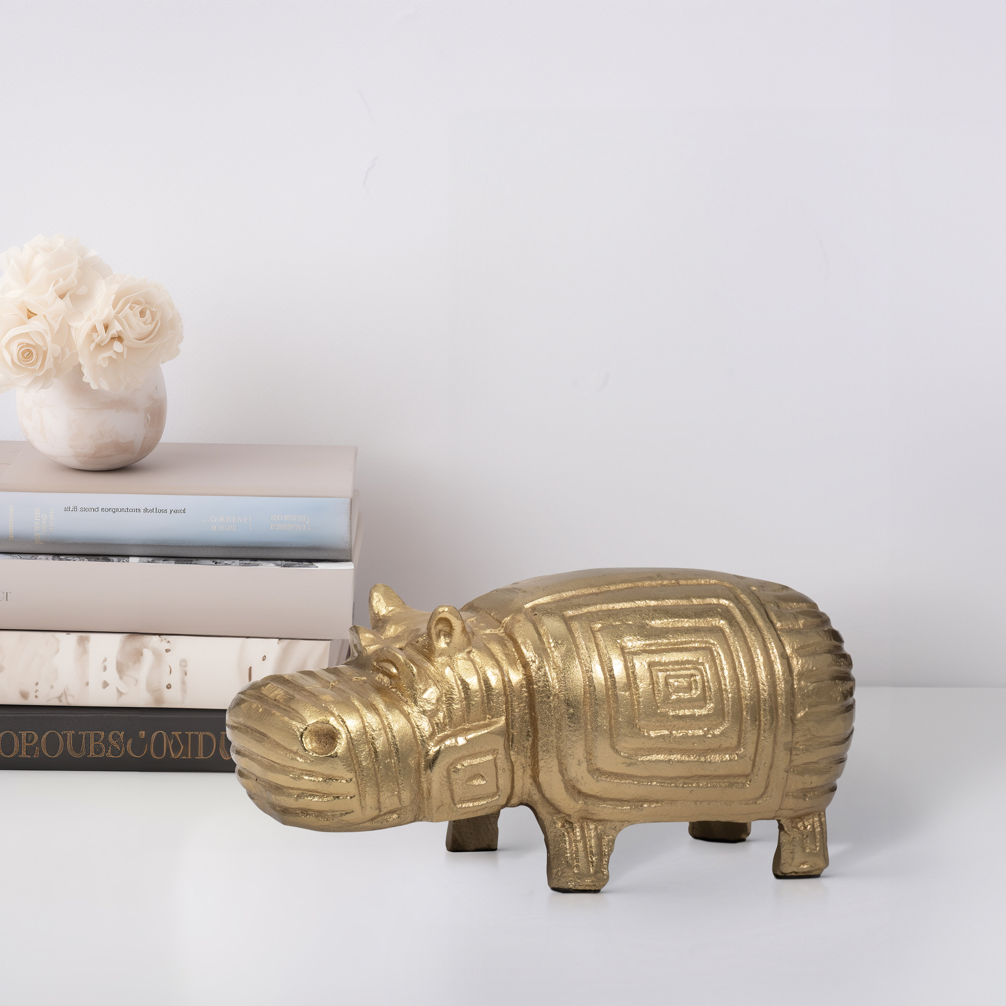Mercer41 Enchanting 9" Gold Metal Funky Hippo Figurine - 4" W x 9" L x 4" H | Wayfair